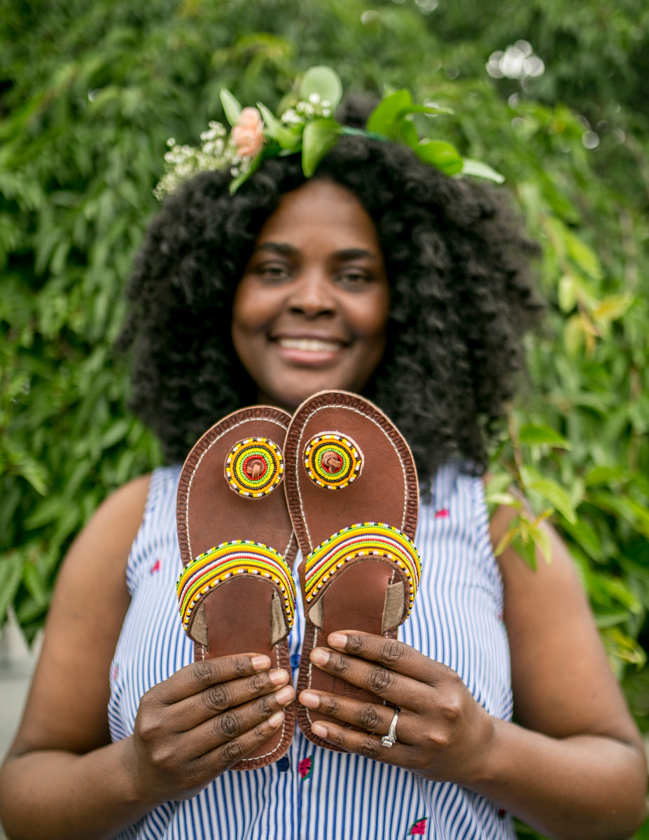 Handmade Beaded Leather Sandals – Ethical Maasai Footwear – Her Best ...